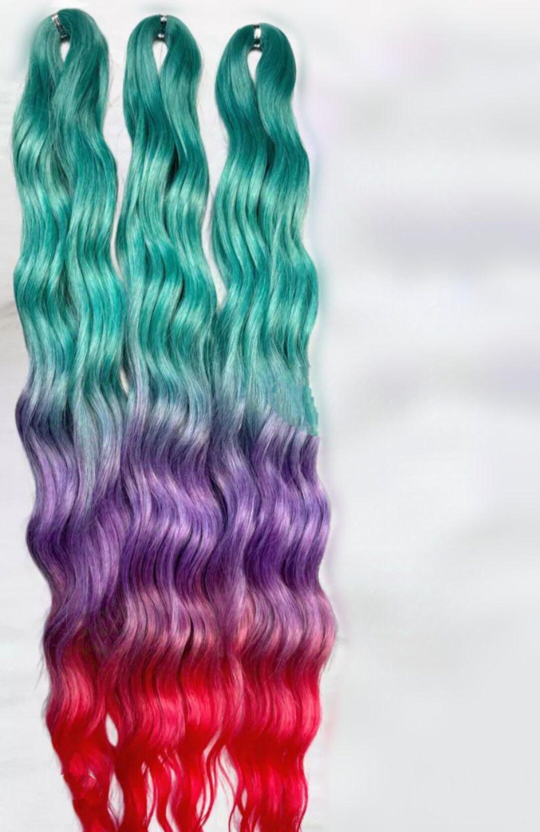 DE Braids Curly (double Ended Braids) Color Ombre Turquoise Purple Red ...
