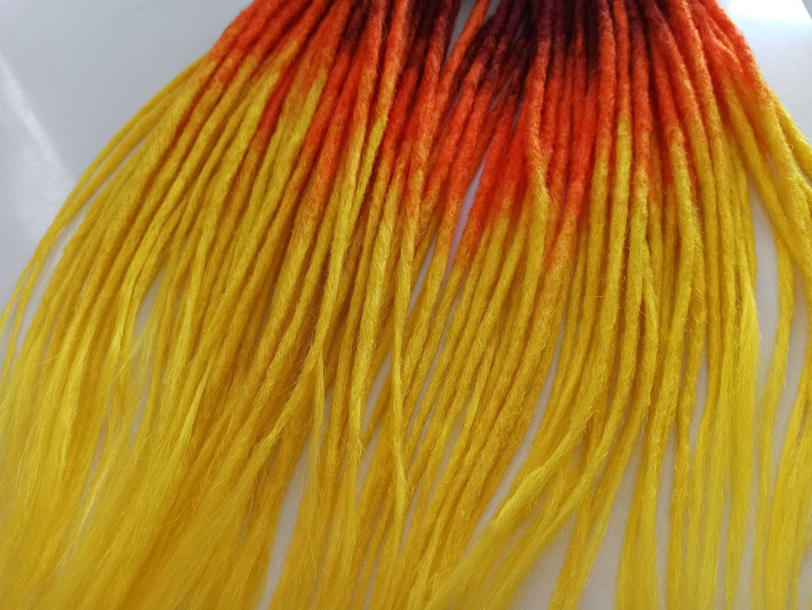 DE Dreads Crochet or SE Dreadlocks, Hand-made Ombre Dark Red Orange ...