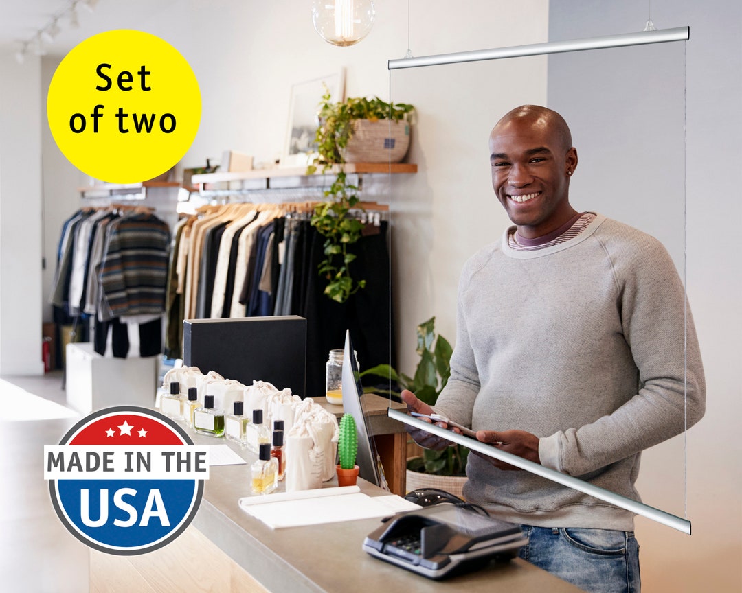 Hanging Counter Sneeze Guard With Poster Rails Set of Two - Etsy