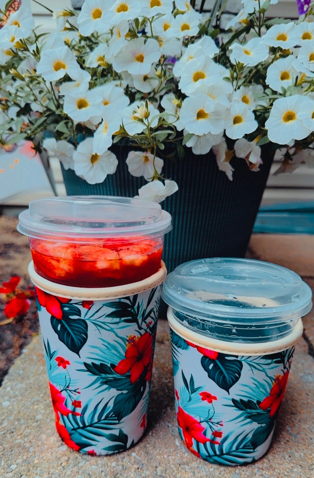 Hibiscus Coffee Sleeve| Iced Coffee Sleeve| Green Iced Coffee Sleeve ...