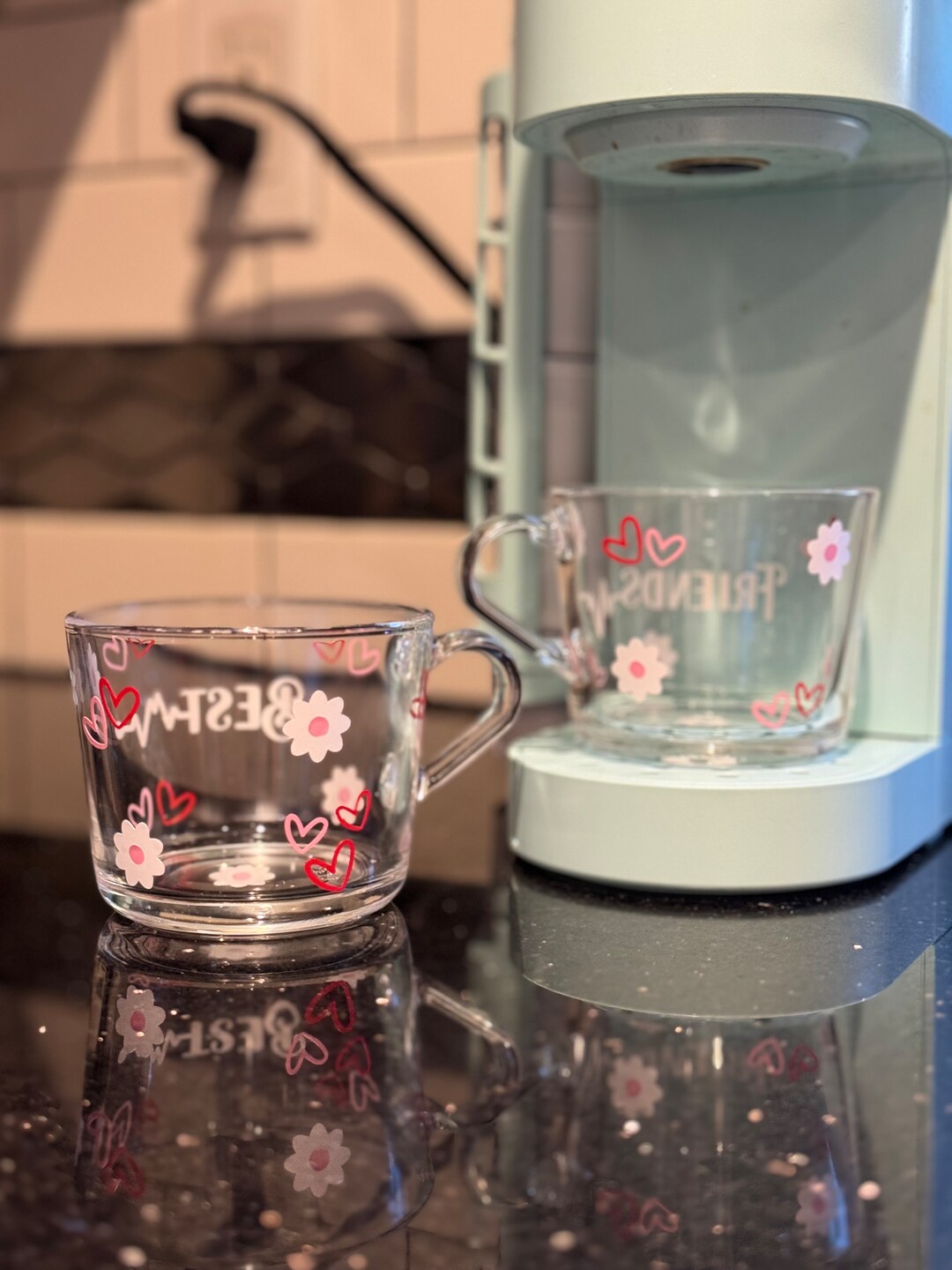 Best Friends Cup |besties Cup Set | Coffee Glass | Hearts Coffee Glass ...