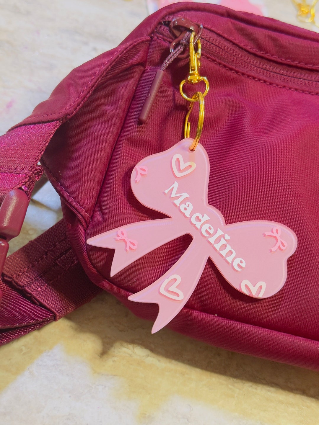 Coquette Keychain, Coquette Bag Tag, Bag Accessory, Spring Bag Charm ...