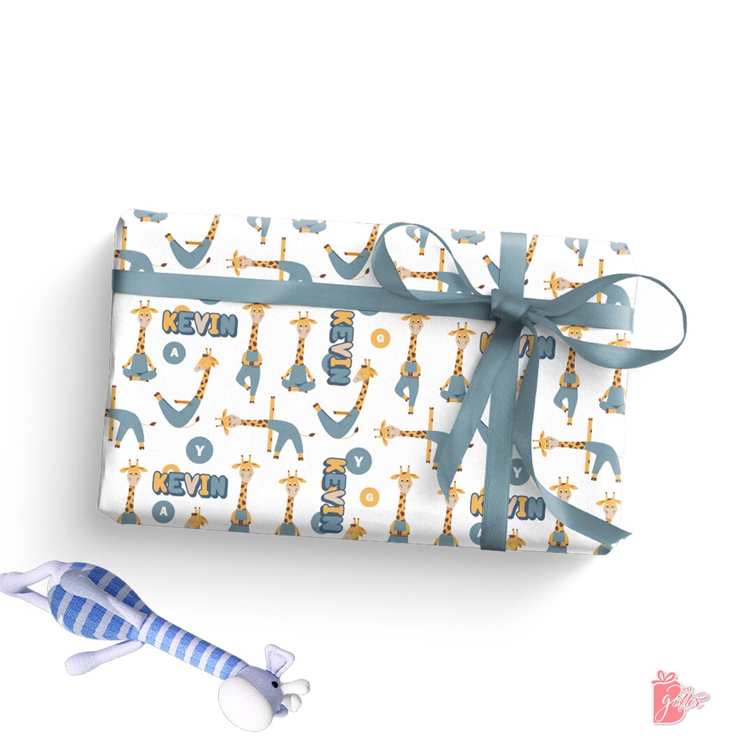 Personalized Giraffe Wrapping Paper | Cute Giraffe Gift Wrap | Custom ...