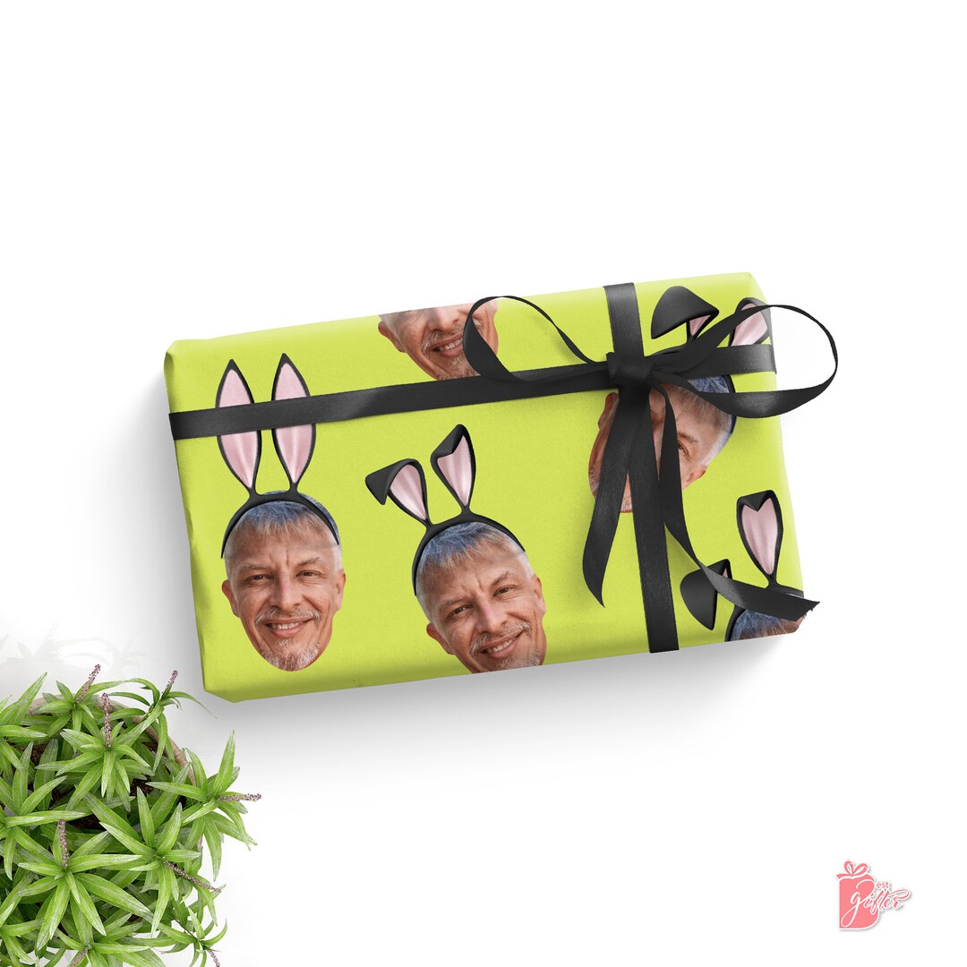 Personalized Playboy Bunny Ears Wrapping Paper: Custom Face Gift Wrap ...