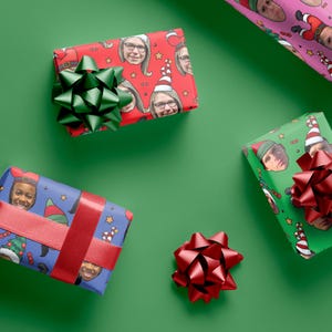 Your Face With Elf Cap Gift Wrap, Funny Custom Photo Christmas, Best ...