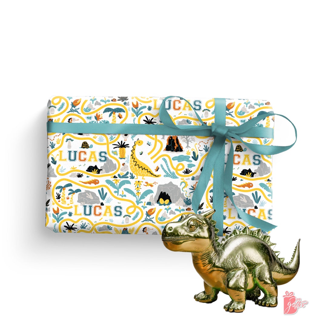 Prehistoric Safari Adventure Map Gift Wrap Personalized Gift Wrapping ...