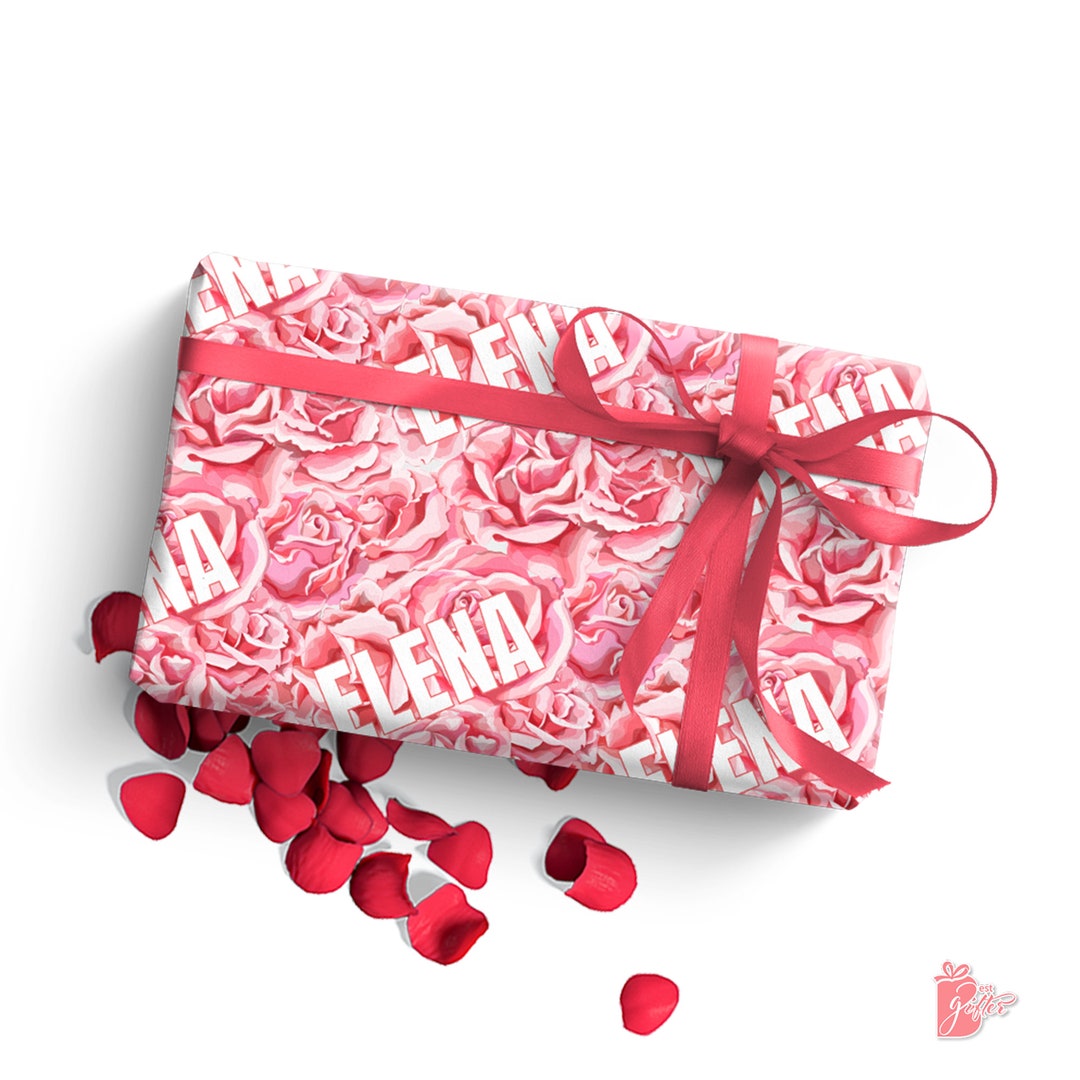 Red Roses Wrapping Paper Roll, Floral Wrapping Sheets, Custom Gift Wrap ...