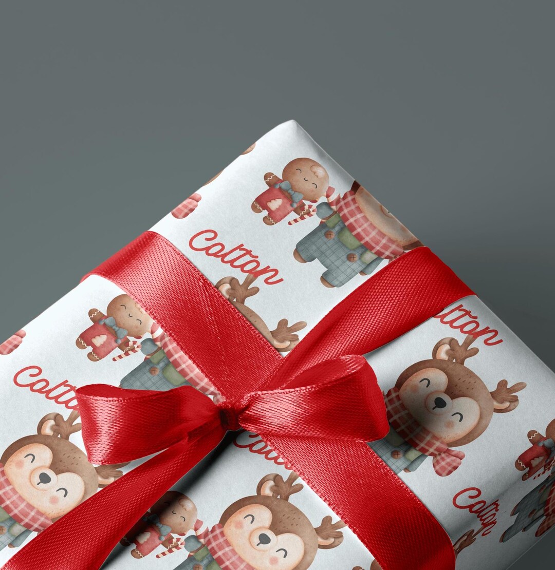 Custom Gift Wrapping Paper | Christmas Deer Gift Paper | Personalized ...