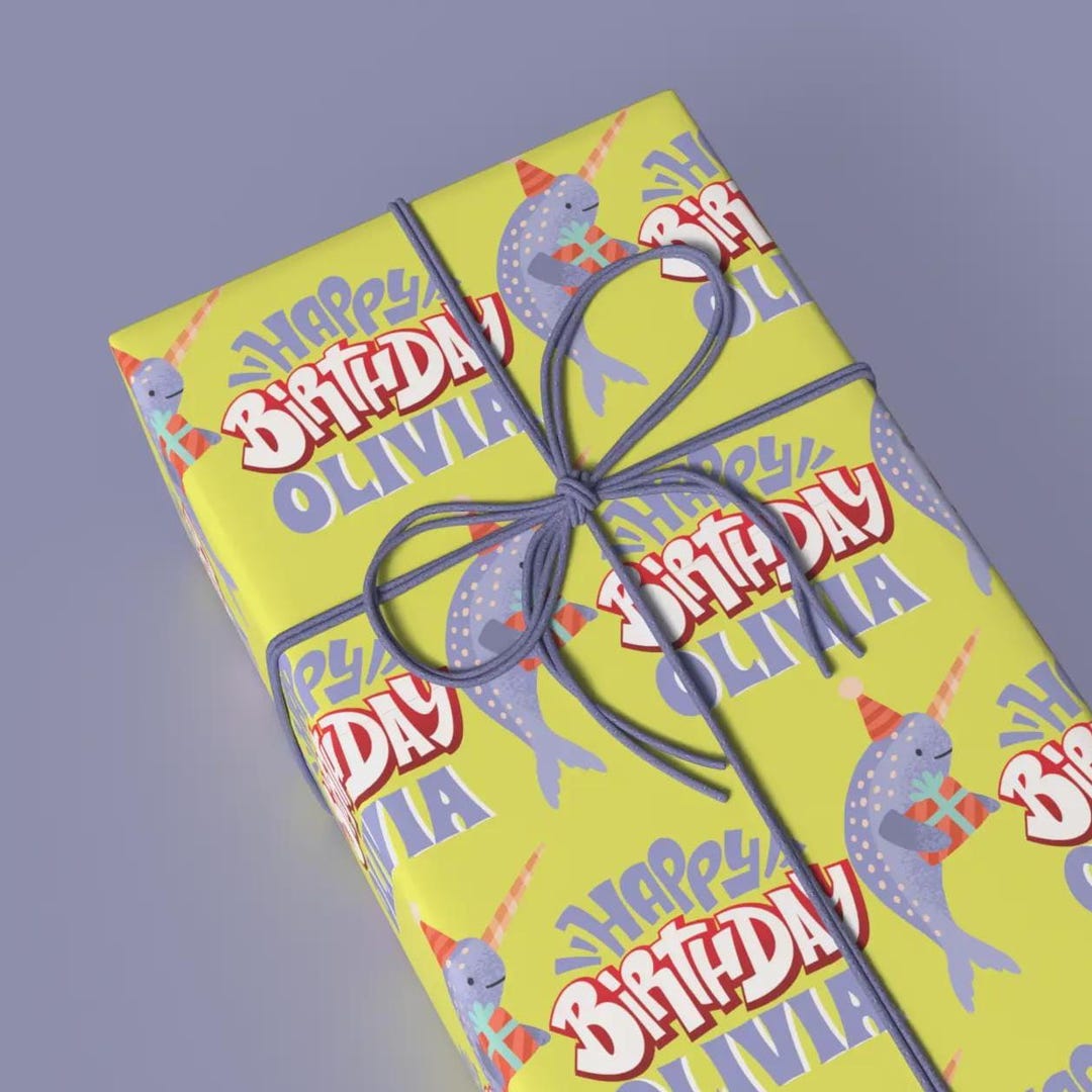 Swordfish Splash Personalized Gift Wrap, Custom Name Ocean Birthday ...