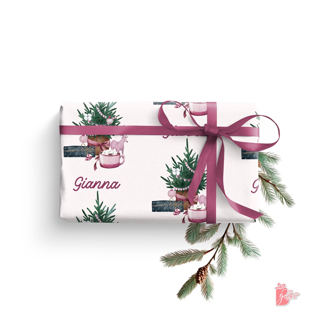 Custom Name Gift Wrap Christmas Wrapping Paper Personalized - Etsy