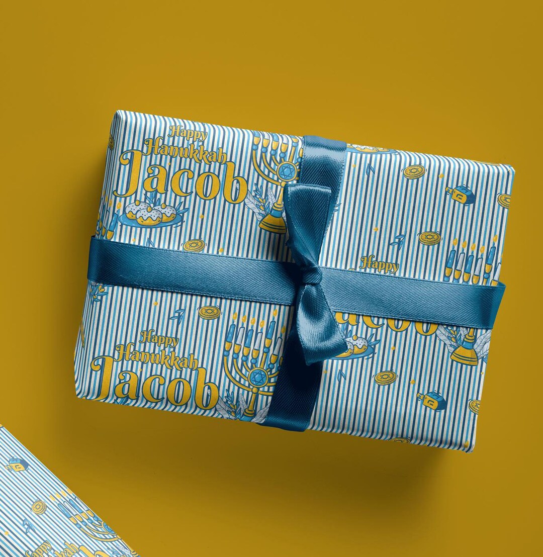 Custom Hanukkah Wrapping Paper | Personalized Menorah Gift Wrap ...