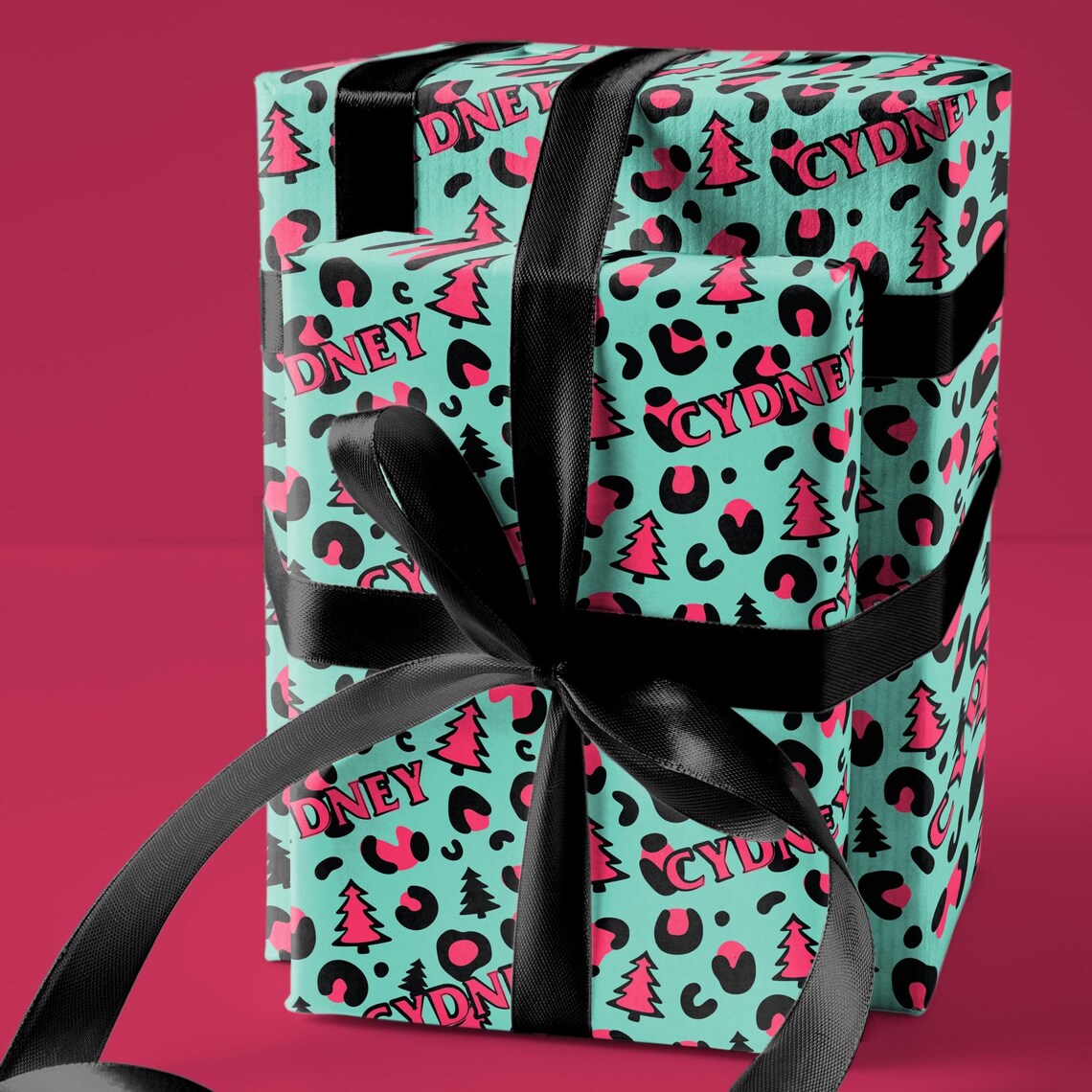 Pink Leopard Personalized Gift Wrap, Custom Name Pink Animal Print ...