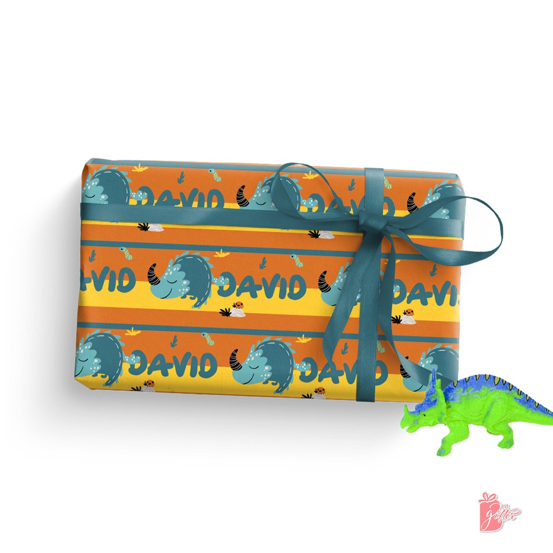 Personalized Dinosaur Wrapping Paper | Custom Birthday Wrapping Paper ...