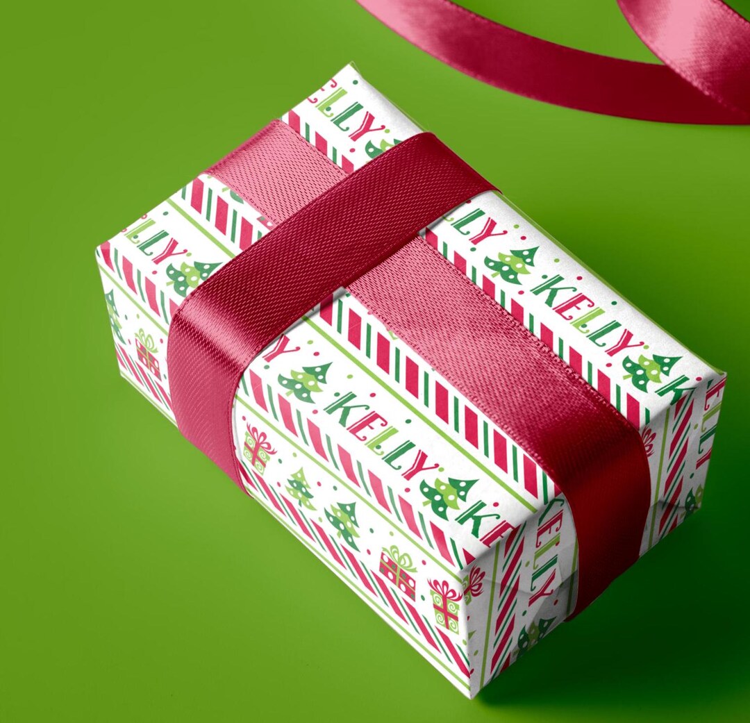 Personalized Christmas Gift Wrap | Custom Name Wrapping Paper | Name ...