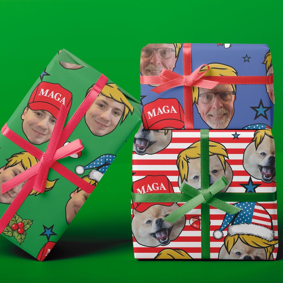 Your Face on Trump Personalized Gift Wrap | Custom MAGA Hat Trump 2024 ...