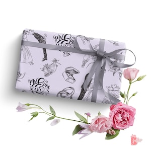 Mr and Mrs Wedding Gift Wrapping Paper, Peach Wedding Gift Wrap Sheets ...