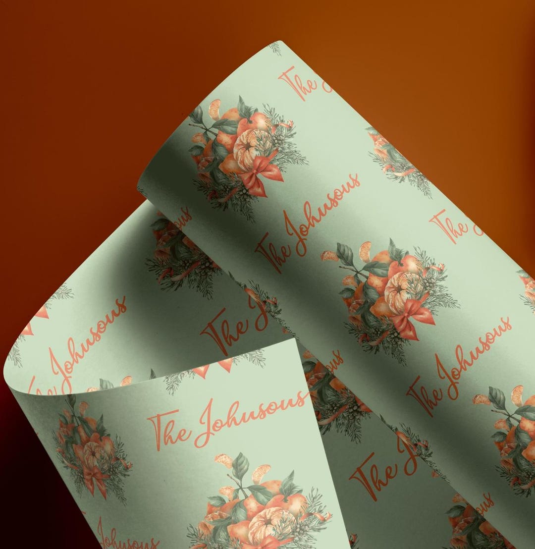 Personalized Christmas Gift Wrap | Custom Tangerine Wrapping Paper ...