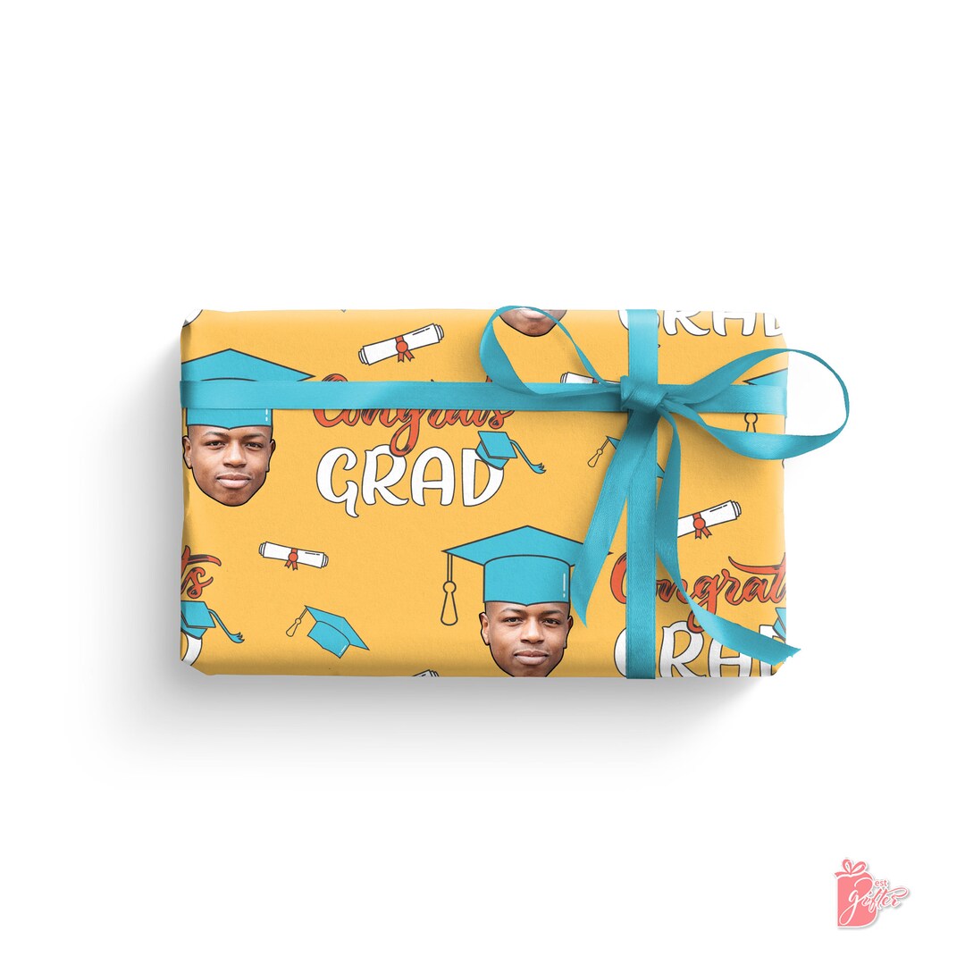 Custom Graduation Photo Gift Wrap | Face Photo Gift Personalization ...