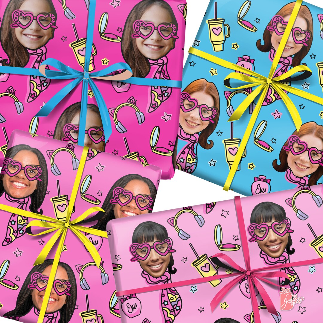 Barbie Glamour Custom Gift Wrap | Face Personalization Wrapping Paper ...