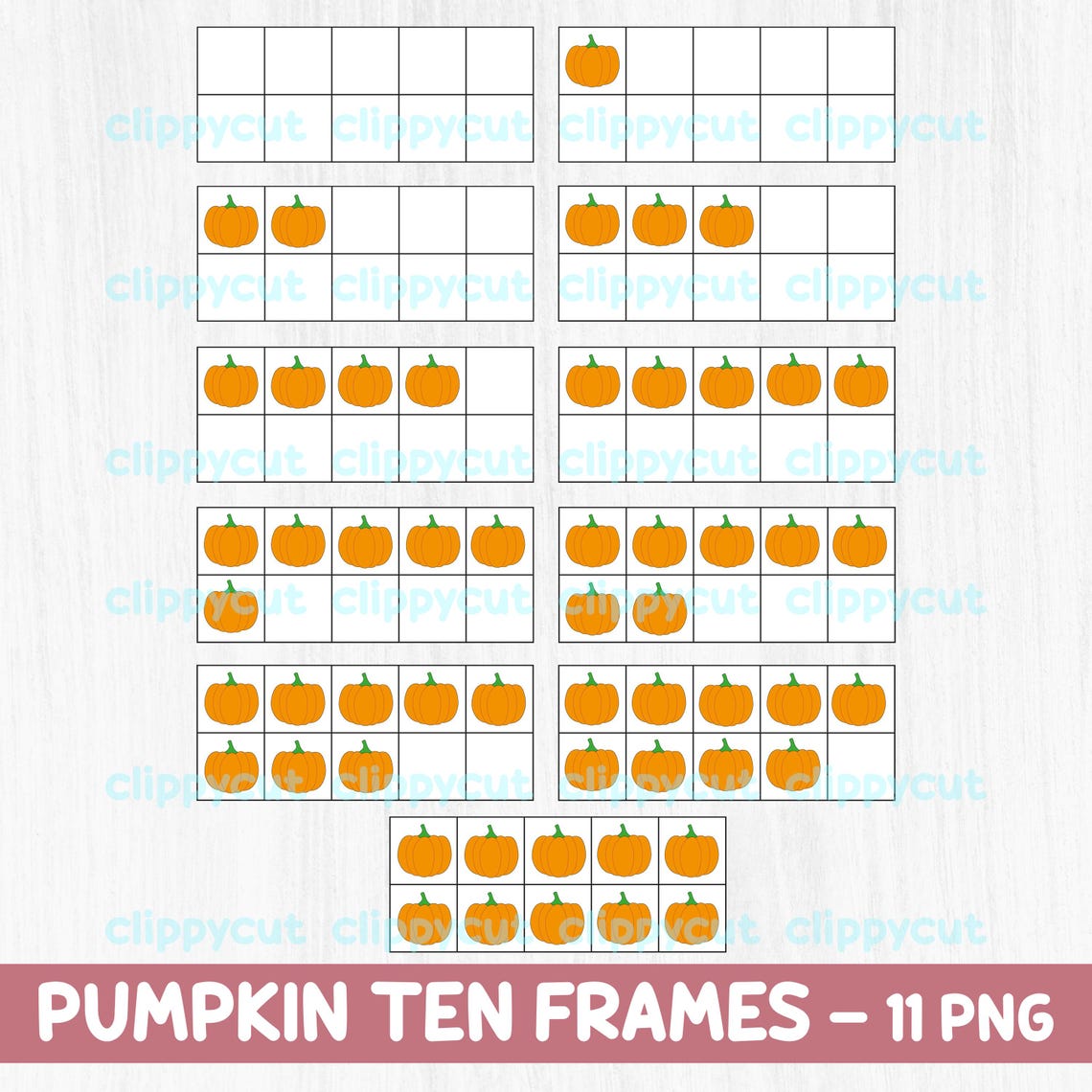 Pumpkin Ten Frames Clip Art, Math Clipart, Preschool & Kindergarten ...