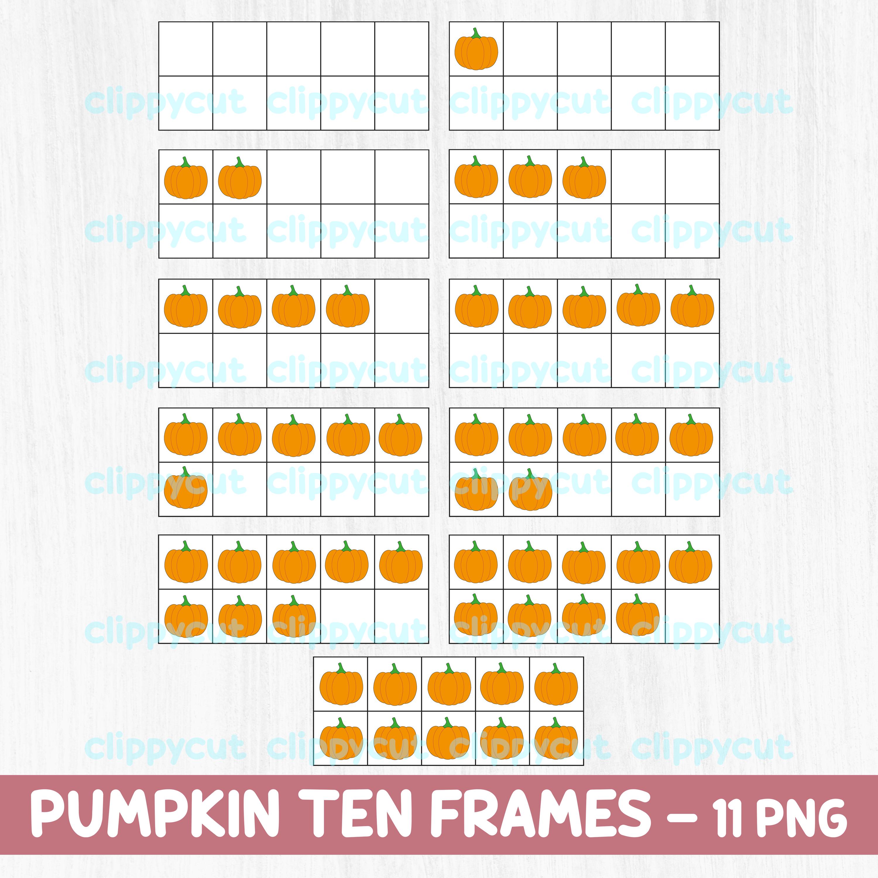 Pumpkin Ten Frames Clip Art, Math Clipart, Preschool & Kindergarten ...