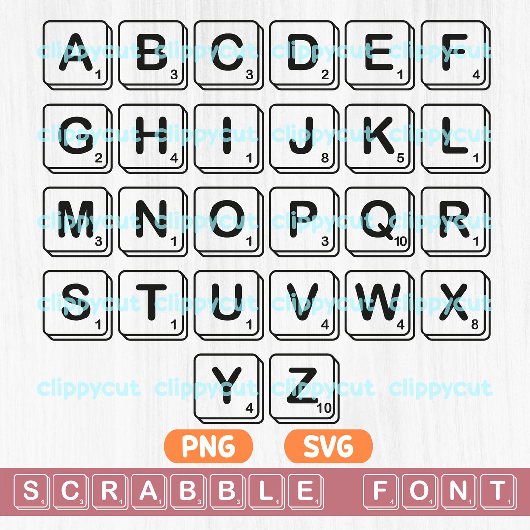 SCRABBLE Svg & Png, Scrabble Font, Scrabble Letters, Scrabble Alphabet ...