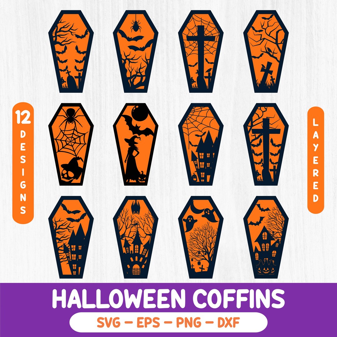 Halloween Coffins Svg Bundle, Halloween Laser Cut, Halloween Decor ...