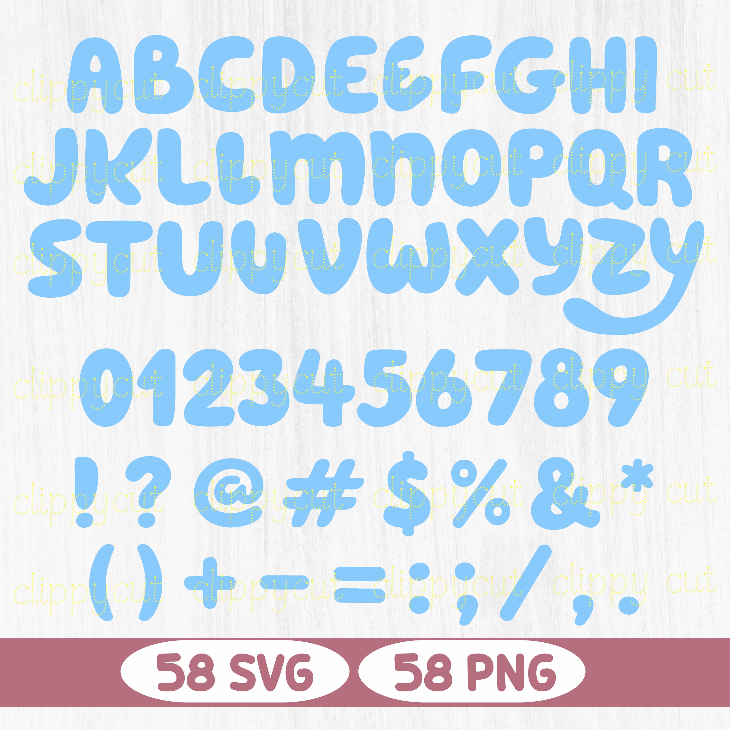 Bluey Inspired Font, Letters, Numbers & Symbols, SVG and PNG ...