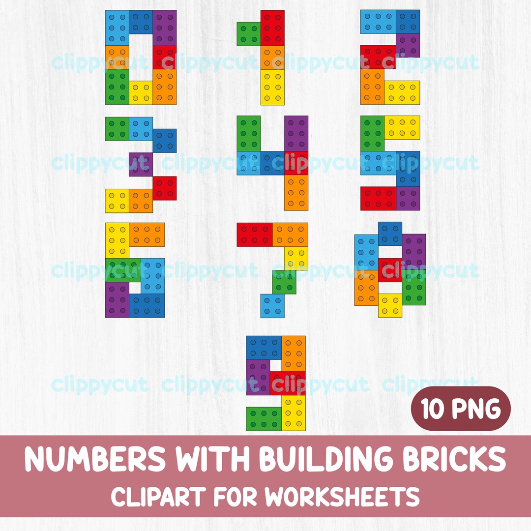 Numbers With Building Bricks Clip Art, Math Centers, Create Math ...