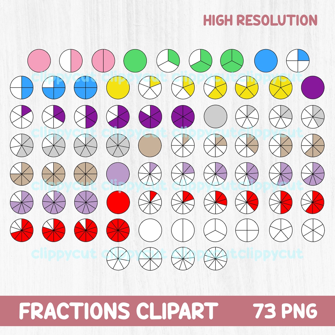 Fractions Bundle Clip Art, 73 Circle Fractions, Math Clipart ...