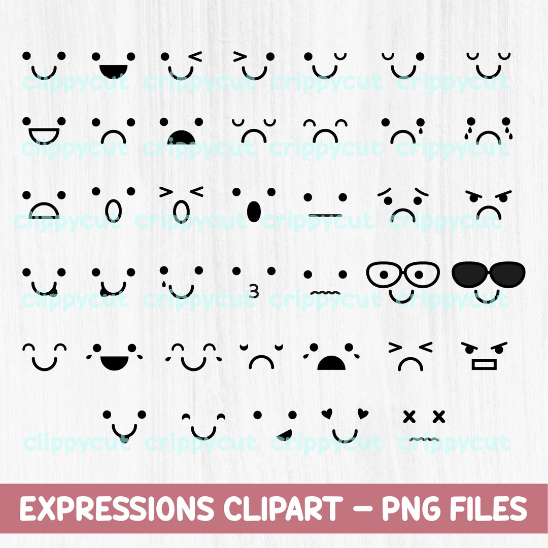 Expressions Clipart, Emotions, Feelings, 40 Cute & Simple Faces ...
