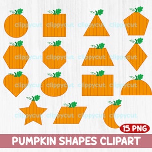 Pumpkin Shapes Clip Art, 2D Shapes Clipart, Fall, Autumn Pumpkins ...