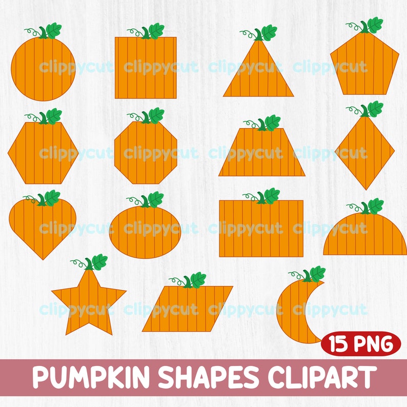 Pumpkin Shapes Clip Art, 2D Shapes Clipart, Fall, Autumn Pumpkins ...