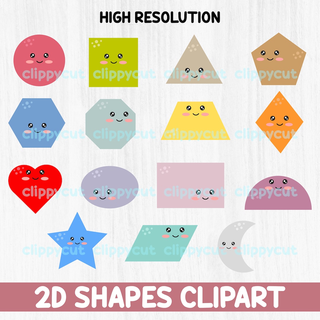 Shapes Clip Art, 2D Shapes Clipart, PNG Files, High Resolution, Math ...
