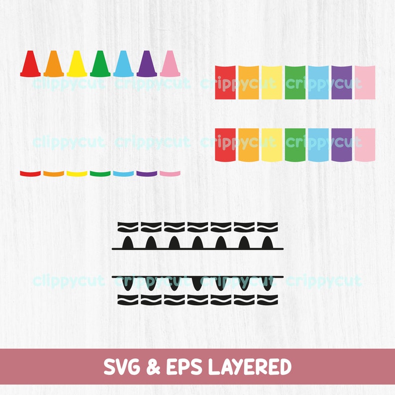 Crayon Split Monogram SVG, Vector & PNG Clipart, Teacher Appreciation ...