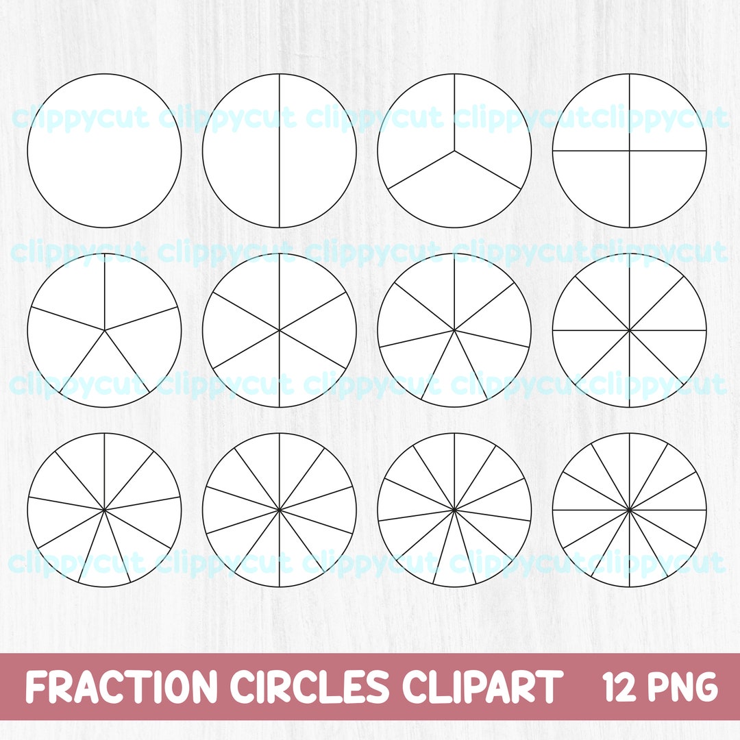 Fraction Circles Clipart, 12 PNG, Math Centers, Math Clipart to Create ...