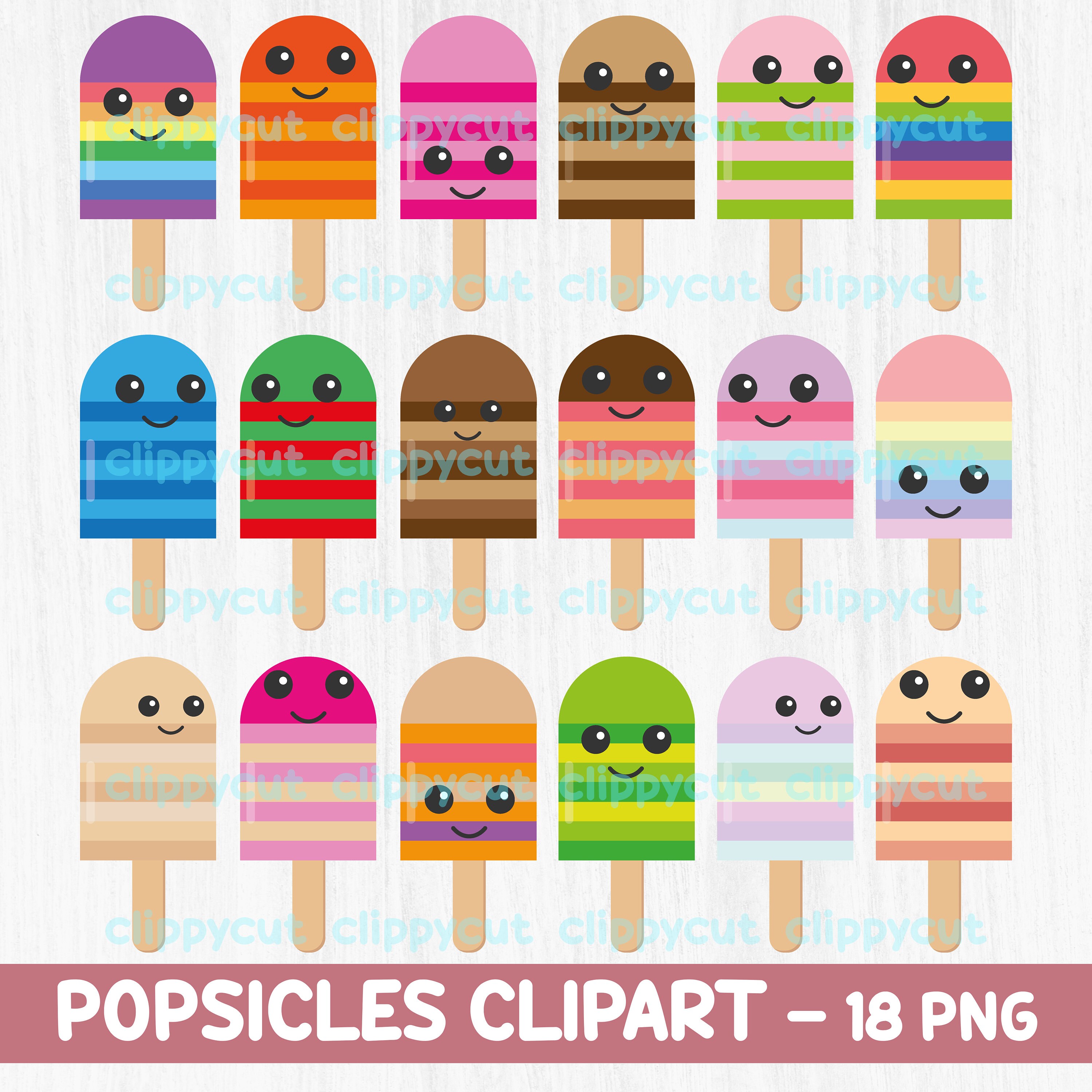 Popsicles Clipart, Cute Ice Pops Clip Art Set, Summer Images, Kawaii ...