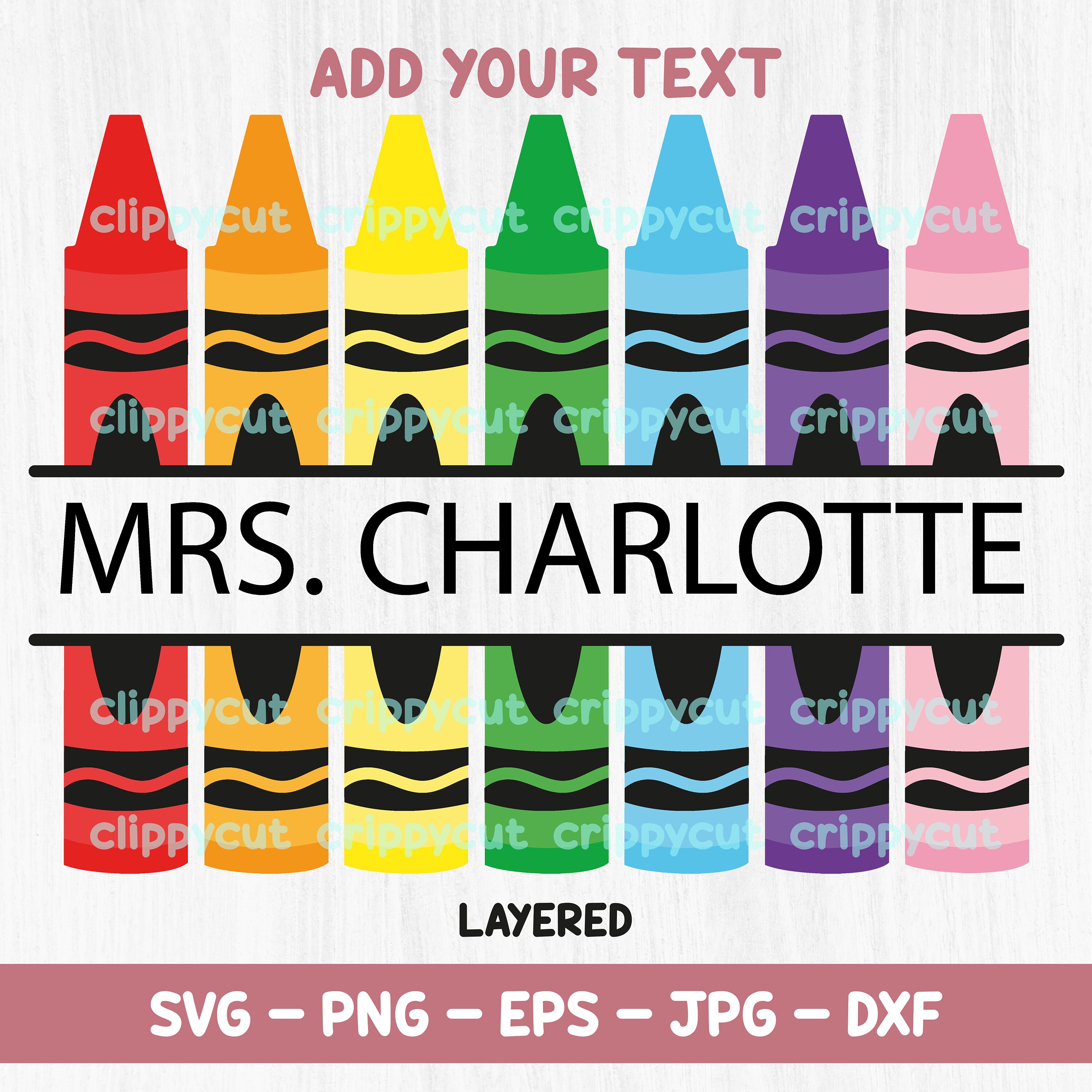 Crayon Split Monogram SVG, Vector & PNG Clipart, Teacher Appreciation ...