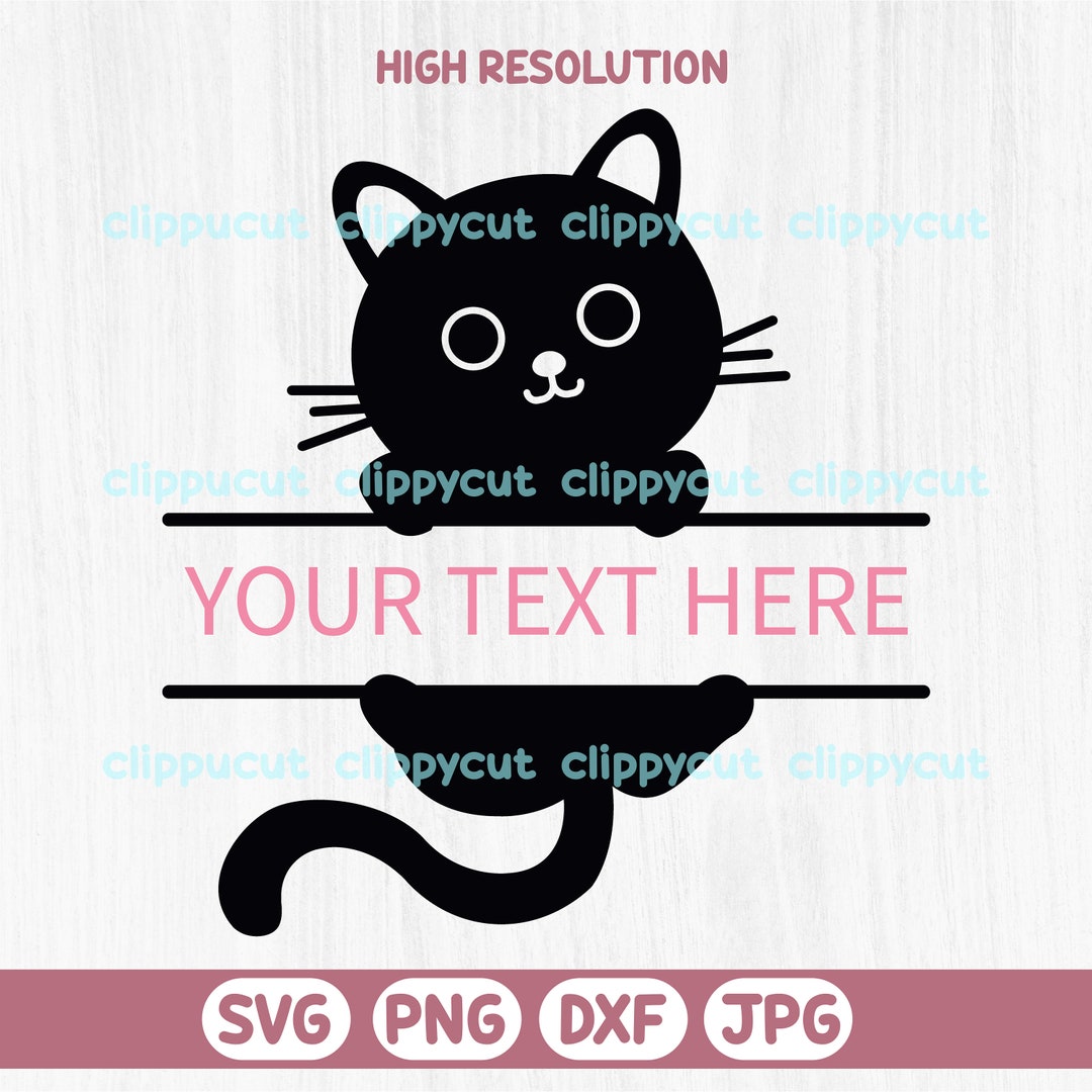 Cat Monogram Svg, Cat Monogram Png, Cute Black Cat Clipart, Kitten Svg ...
