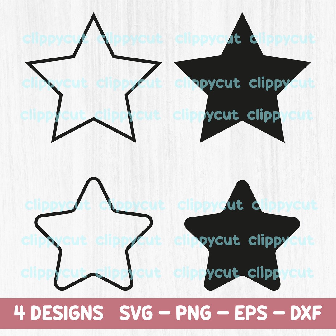 Star SVG, Rounded Stars, Outline Stars, Cute PNG Clipart, Designs ...