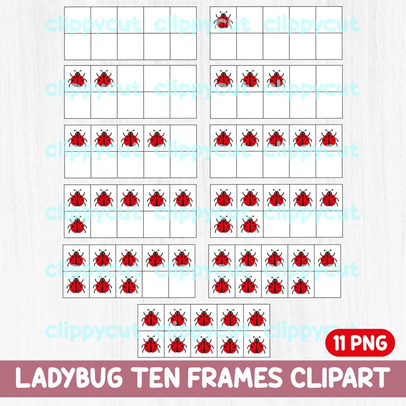 Ladybug Ten Frames Clip Art, Math Clipart, Preschool & Kindergarten ...