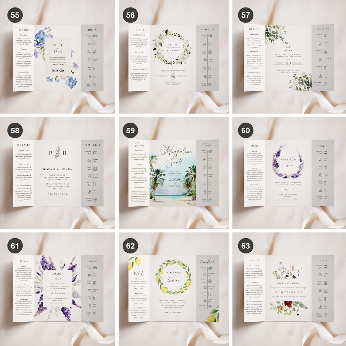 Printable Gatefold Wedding Invitation, Custom Digital Template ...