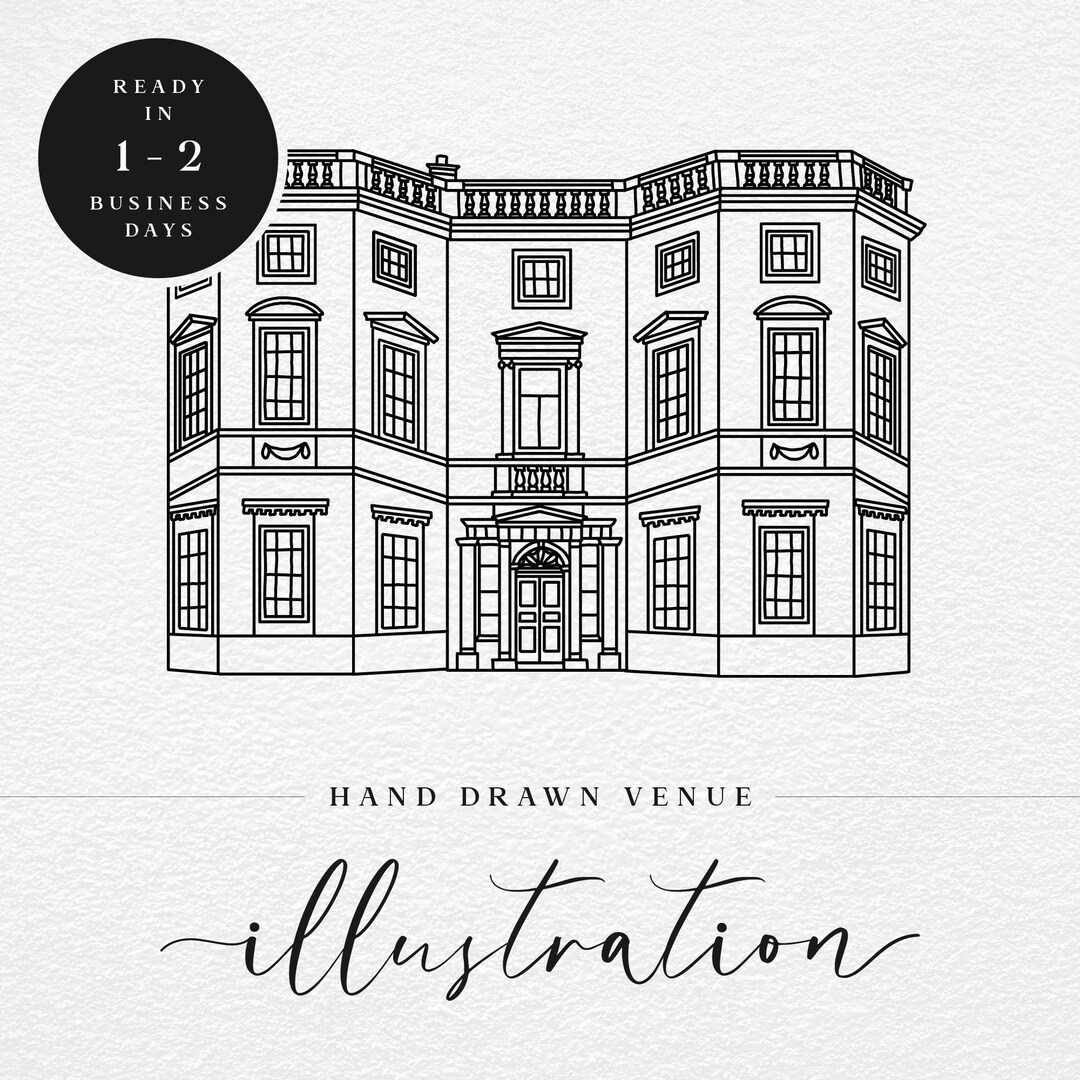 Bespoke Venue Illustration, Digital Wedding Venue Drawing, PDF Wedding ...
