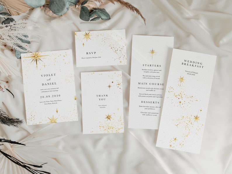 Printed Gold Star Wedding Welcome Sign, Personalised Star Wedding Order ...