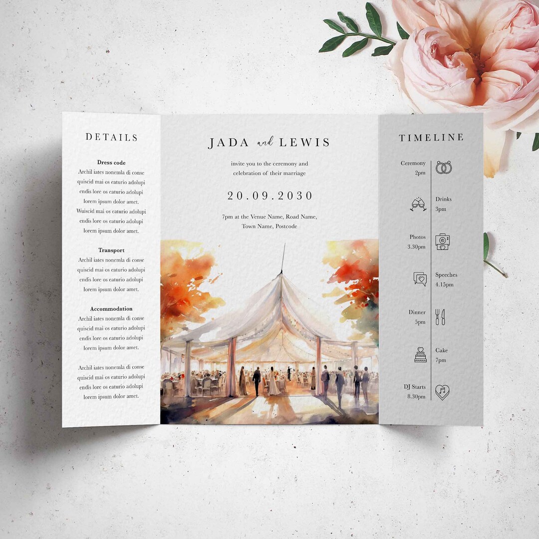 Bell Tent Gatefold Wedding Invitation, Marquee Wedding Invites, Boho ...