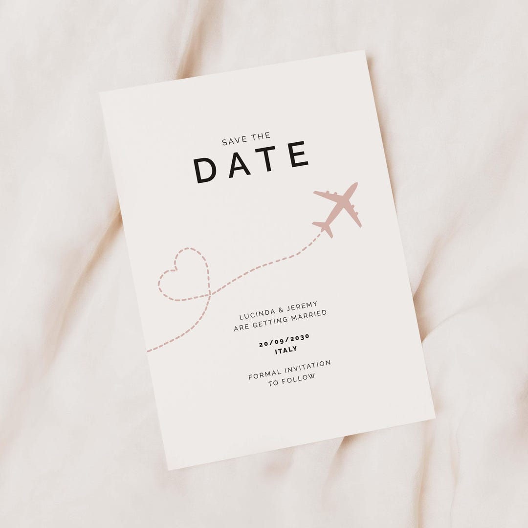 Destination Wedding Save the Date: Airplane Travel Invitation - Etsy UK