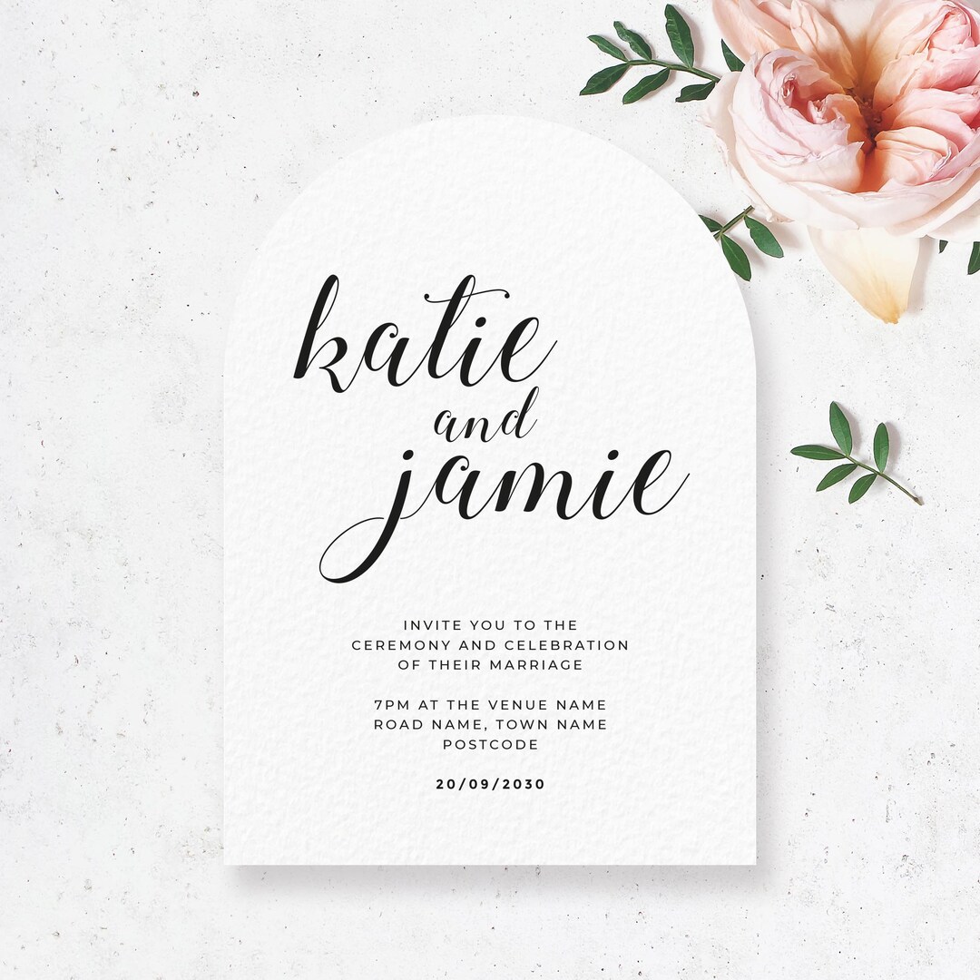 Arch Wedding Invitation, Modern Wedding Invitation, Arched Wedding ...