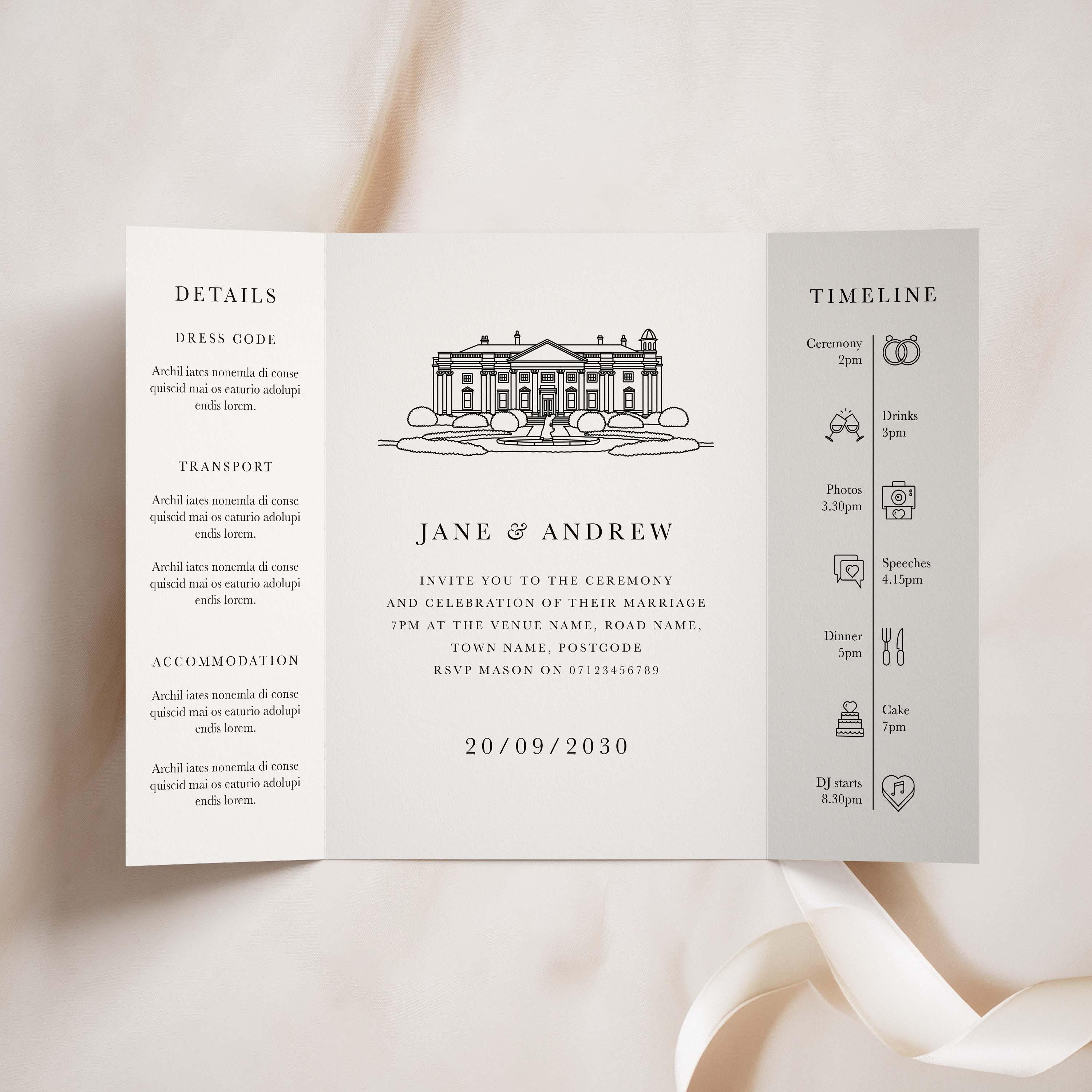 Venue address on wedding invitation | Beachweddingtips.com