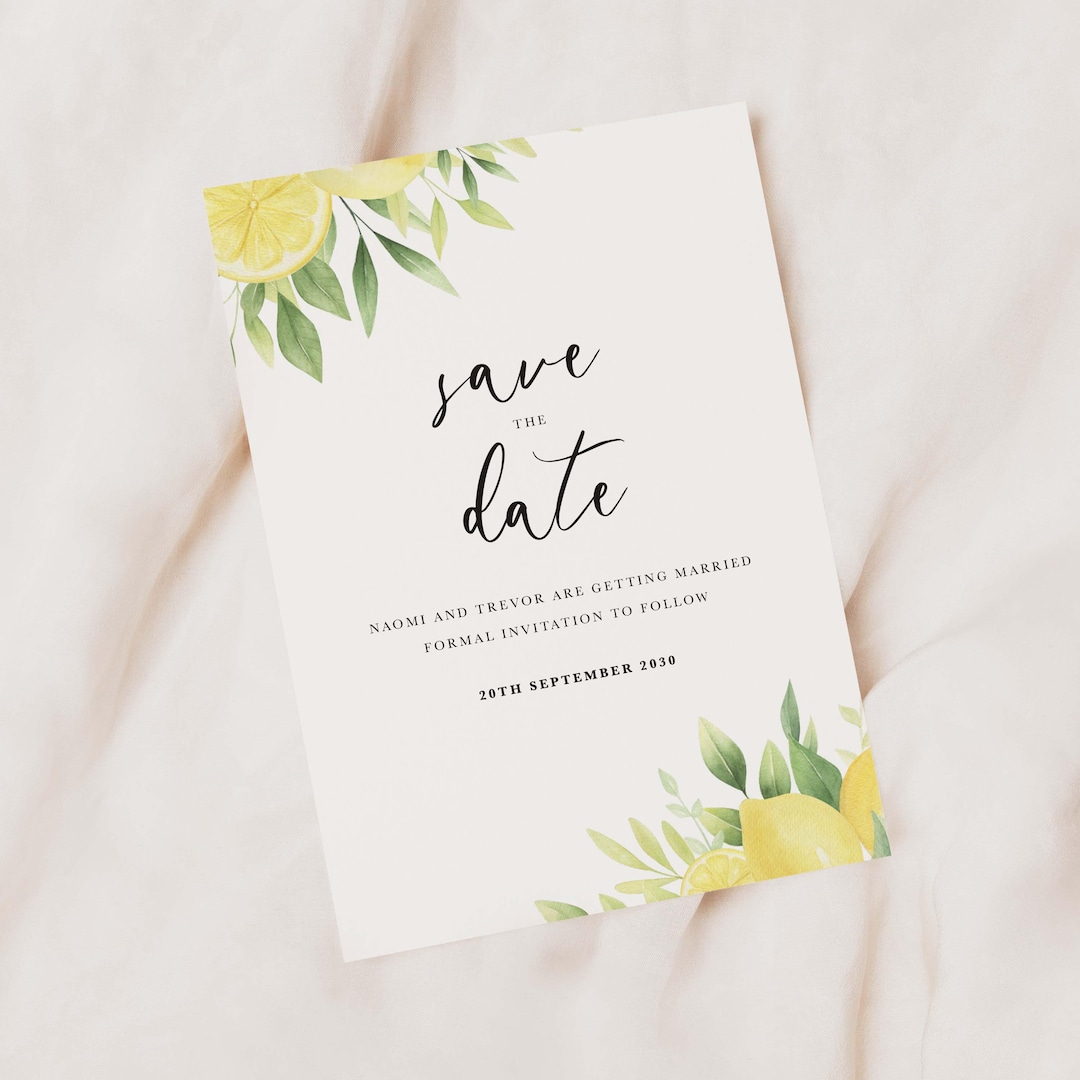 Lemon Wedding Save the Date Cards, Mediterranean Citrus Save the Dates ...