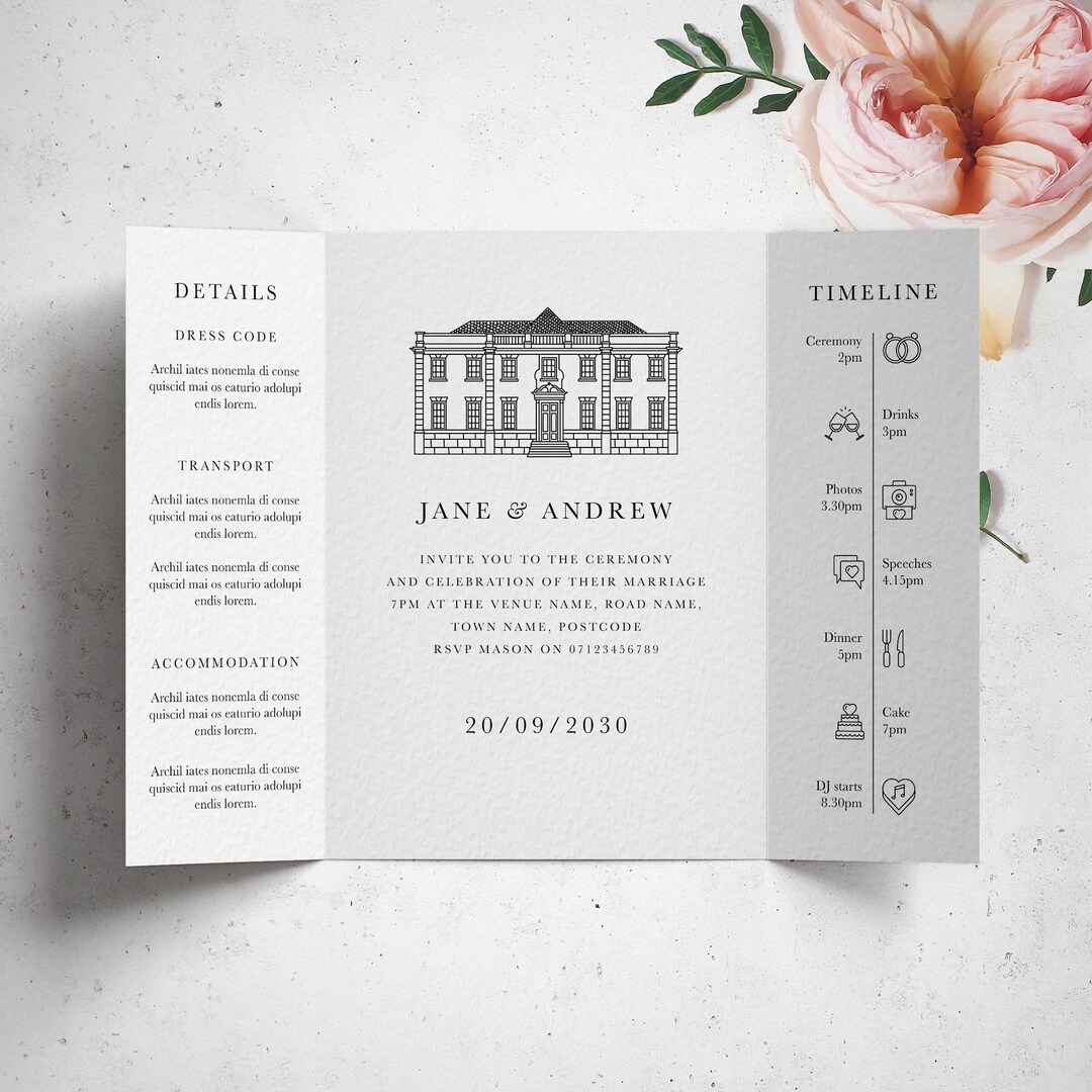 Venue Wedding Invitation, Custom Venue Wedding Invitation, Order of the ...